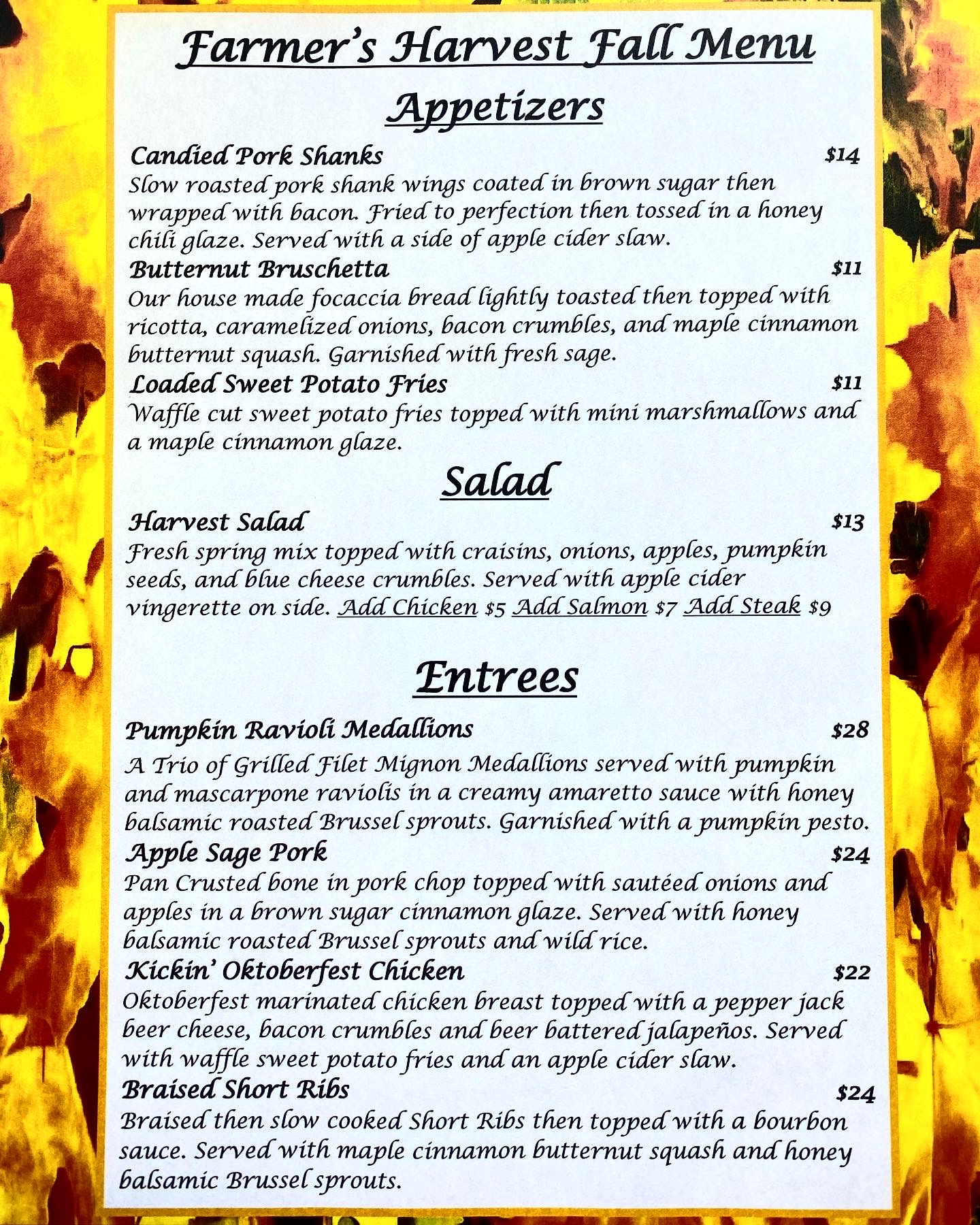 Seasonal Specials | Georgina's Italian Restaurant